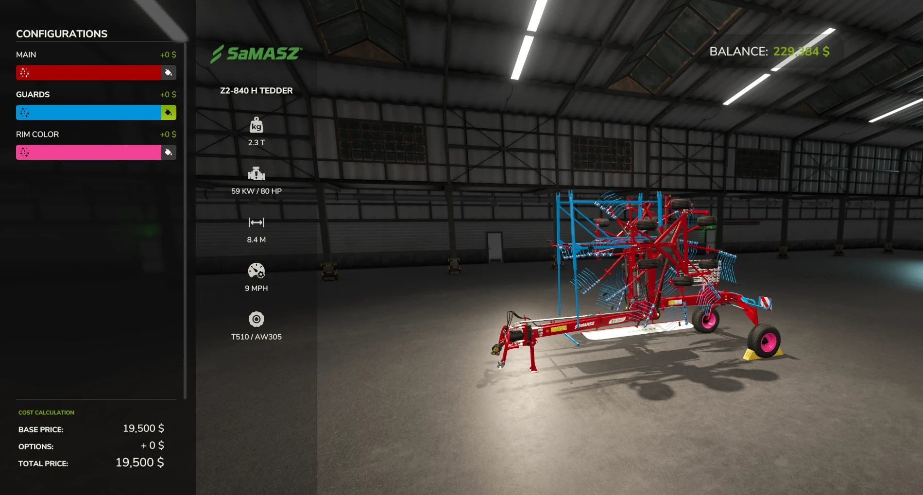 FS25 SaMASZ Z2-840 H Tedding Windrower v 1.0 - FS25