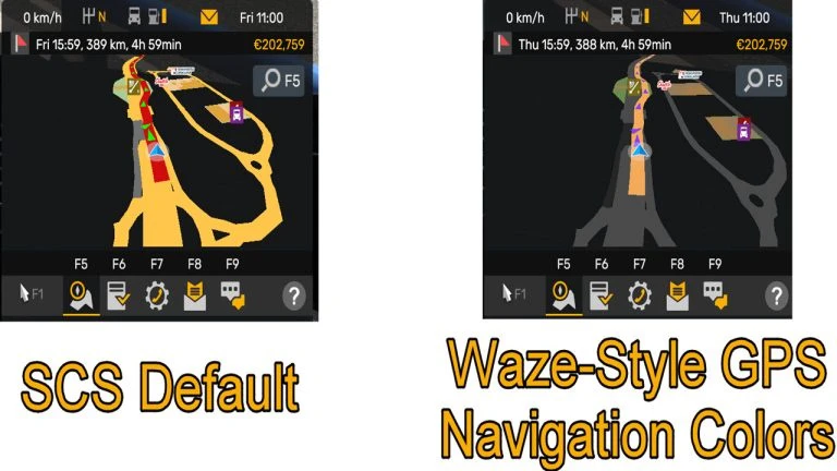 Waze Style GPS Navigation Colors – Realistic Dark Mode v1.5 - ATS